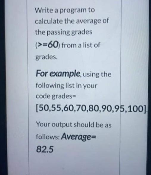 Solved Write a program to calculate the average of the | Chegg.com