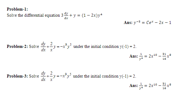 Solved Problem-1:Solve the differential equation | Chegg.com