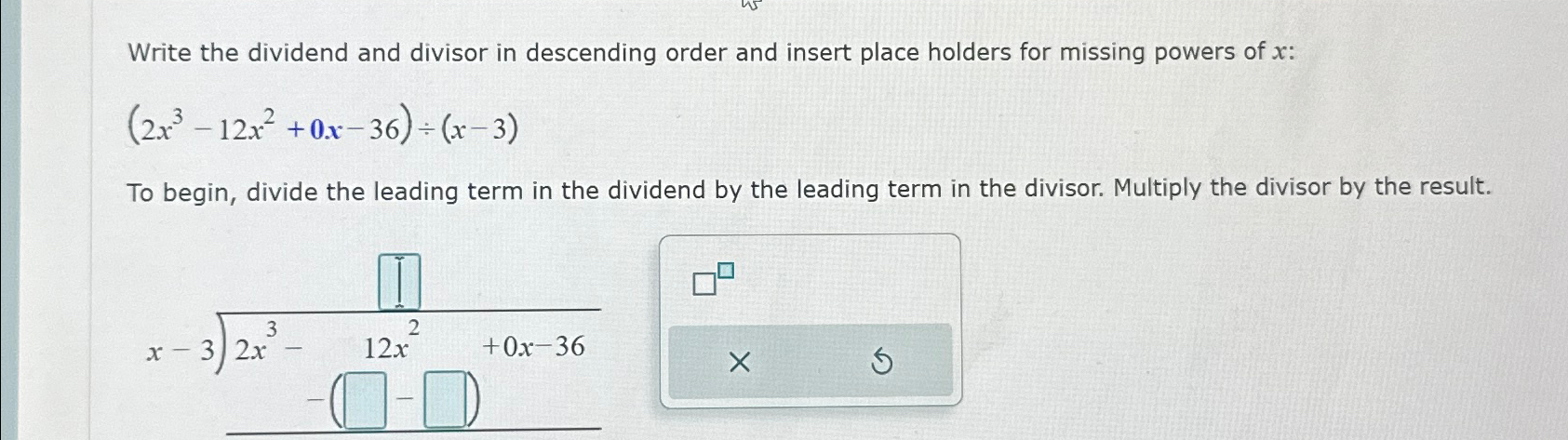 Solved Write the dividend and divisor in descending order | Chegg.com