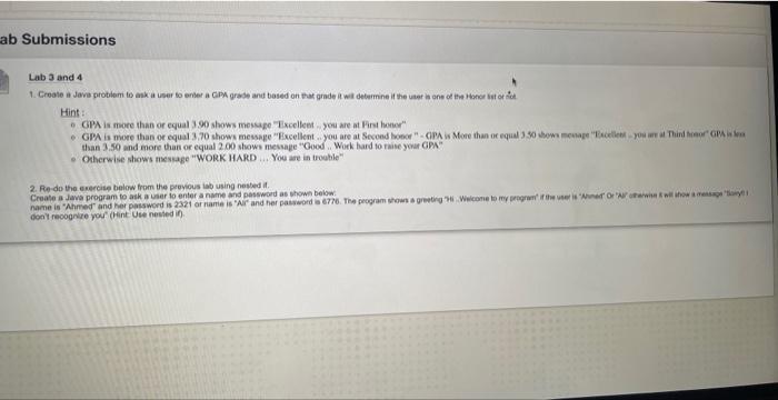 Solved Lab 3 and 4 Hint: GPA is more than or equal 1.90 | Chegg.com