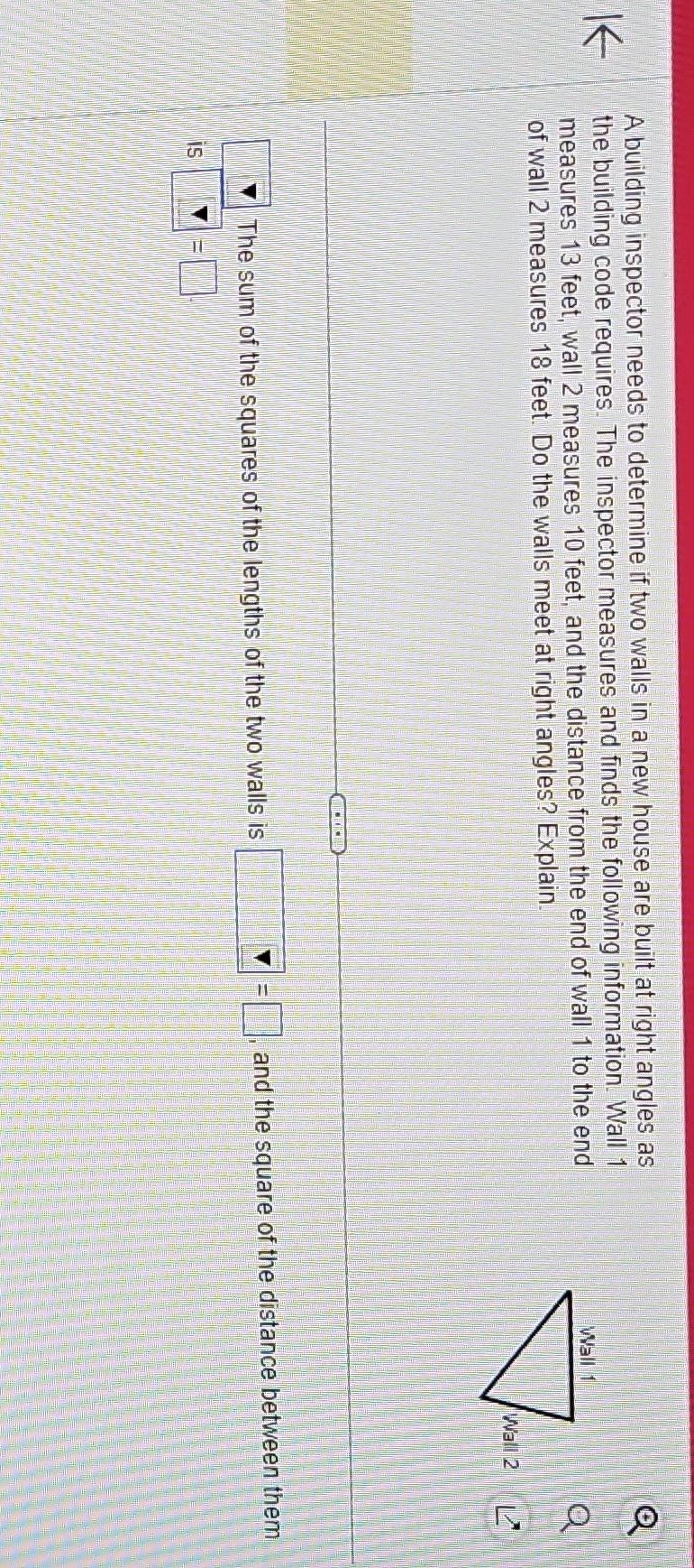 Solved A building inspector needs to determine if two walls | Chegg.com