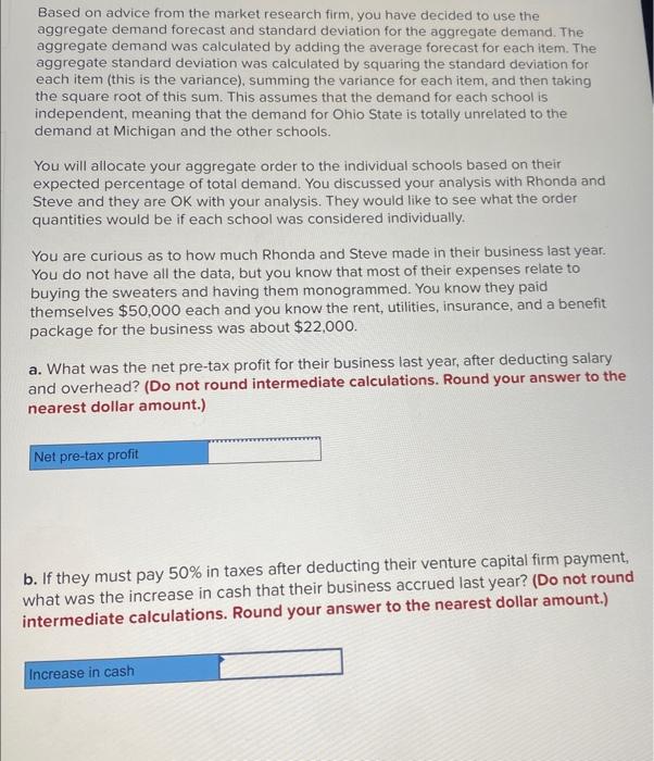 Analytics Exercise 20-1 (Algo) Big10Sweaters.com is a | Chegg.com