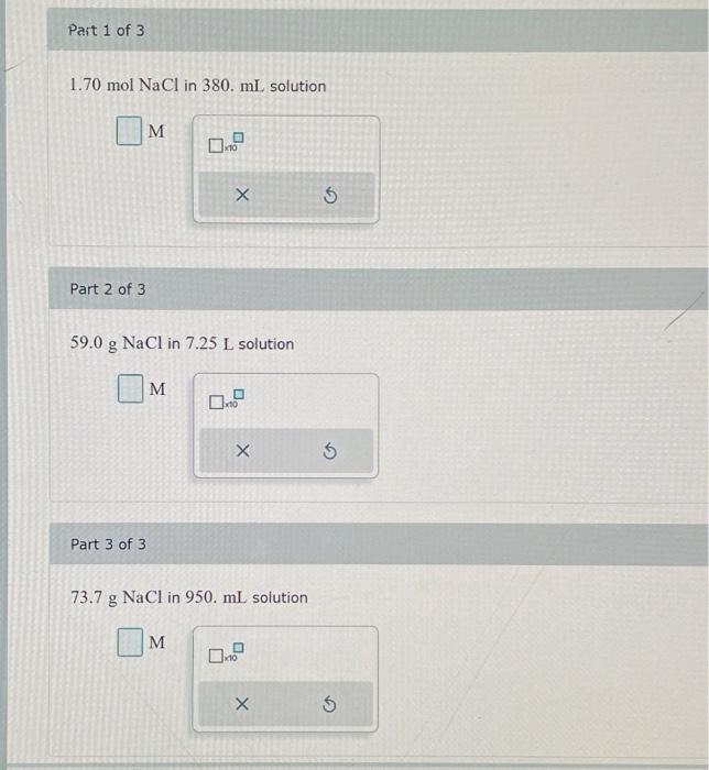Solved Calculate the molarity of each aqueous solution with | Chegg.com