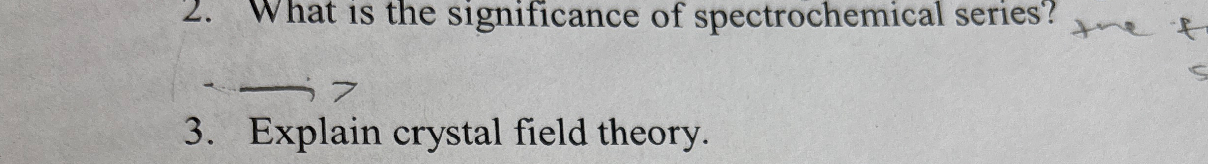 Solved What is the significance of spectrochemical | Chegg.com
