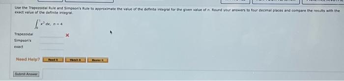 Solved Use the Trapezoidal Rule and Simpson's Rule to | Chegg.com