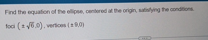Solved Find the equation of the ellipse, centered at the | Chegg.com