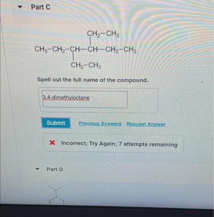 Solved Part C CH2-CH3 CH3-CH2-CH-CH-CH2-CH3 CH2-CH3 Spell | Chegg.com