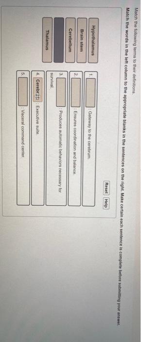 Solved Match the following terms to their definitions Match | Chegg.com