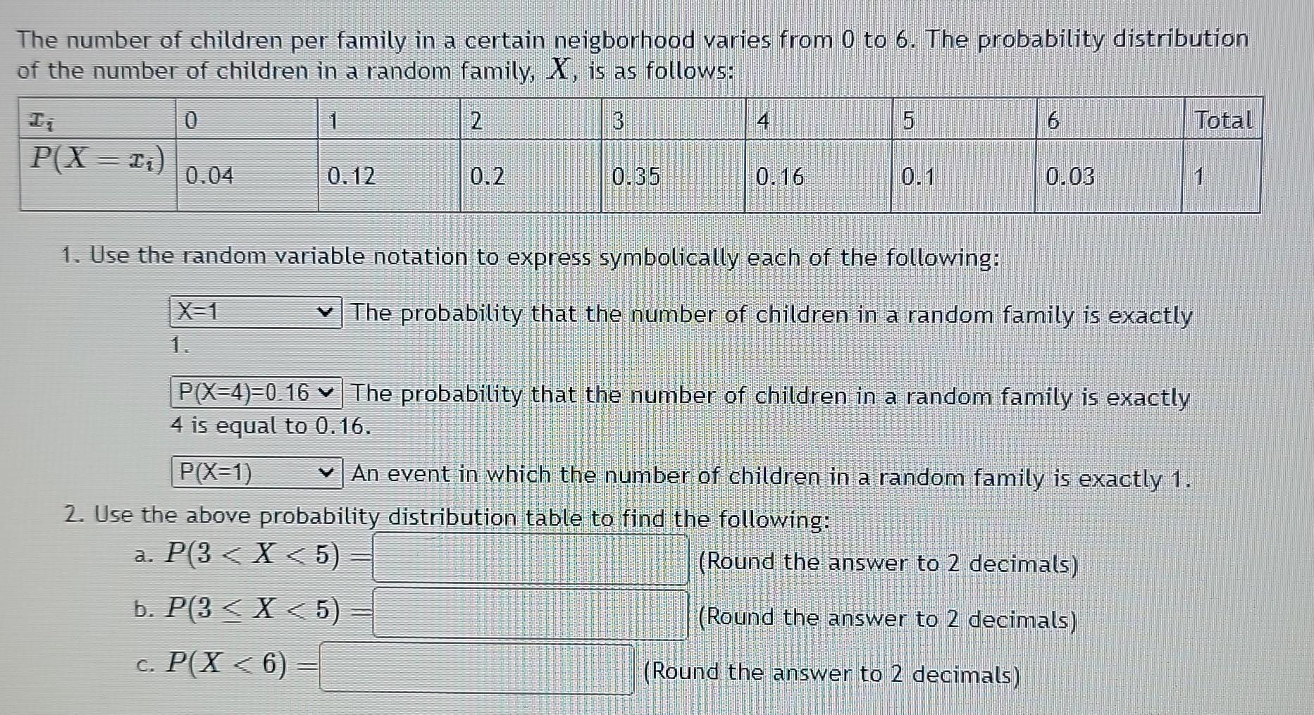 Solved The number of children per family in a certain | Chegg.com
