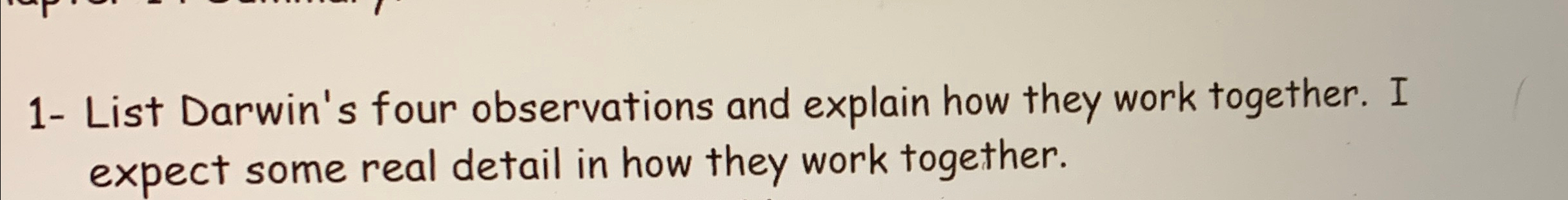 Solved 1- ﻿List Darwin's four observations and explain how | Chegg.com