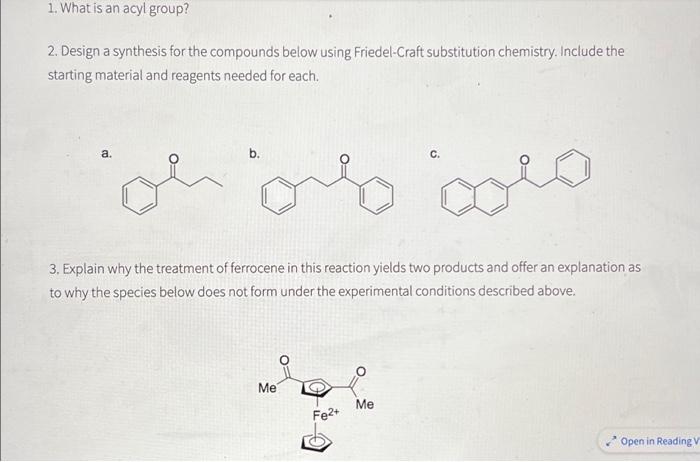 Solved 1. What is an acyl group? 2. Design a synthesis for | Chegg.com