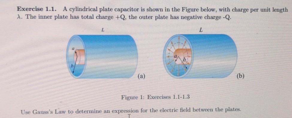 Solved Exercise 1.1. A cylindrical plate capacitor is shown | Chegg.com