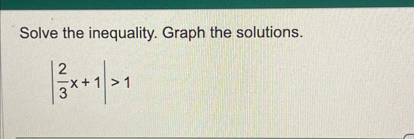 Solved Solve the inequality. Graph the solutions.|23x+1|>1 | Chegg.com