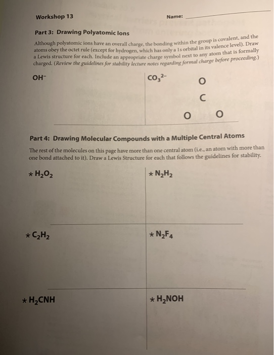 Solved Workshop 13 Name: Part 3: Drawing Polyatomic lons | Chegg.com