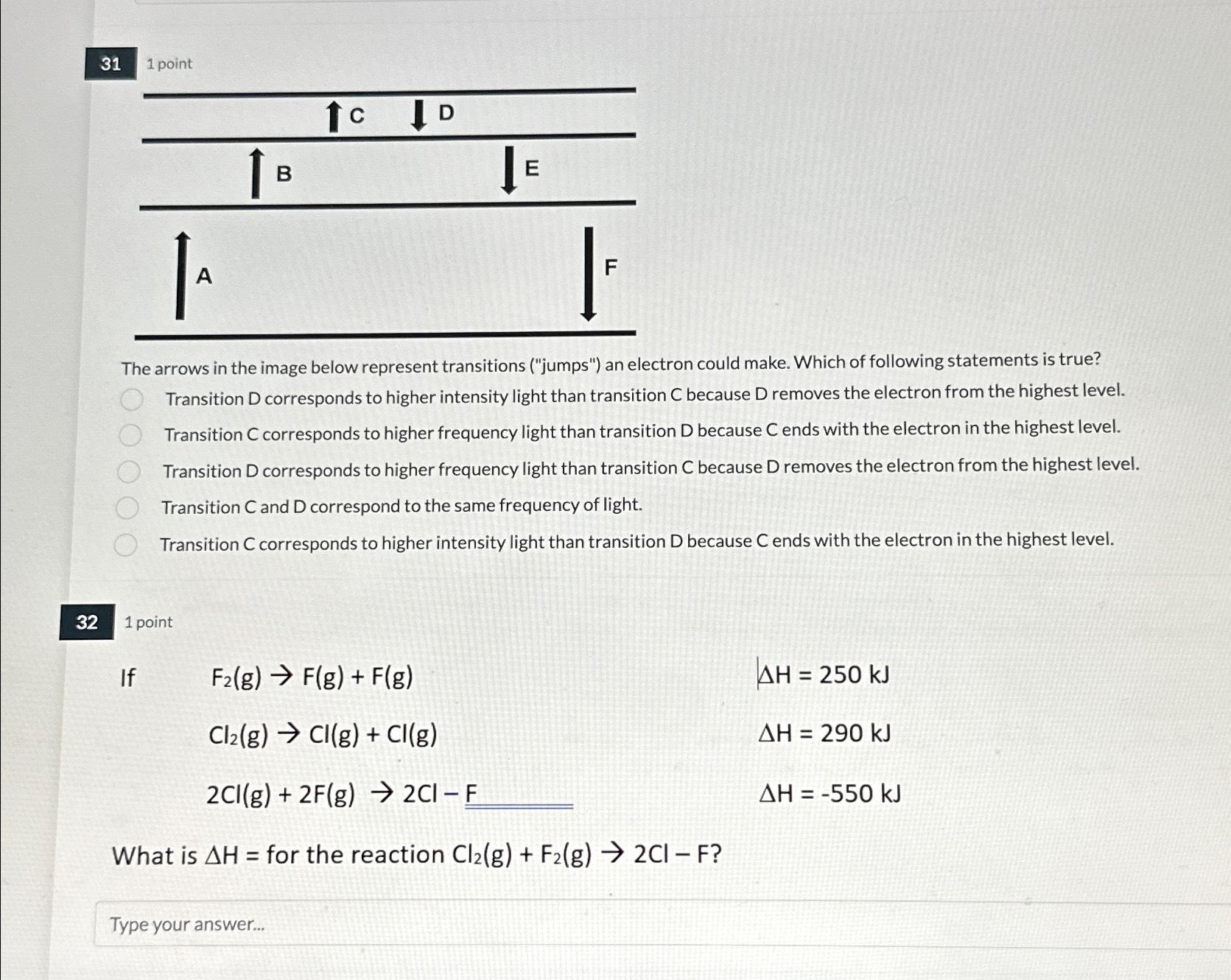 Solved 31The arrows in the image below represent transitions | Chegg.com