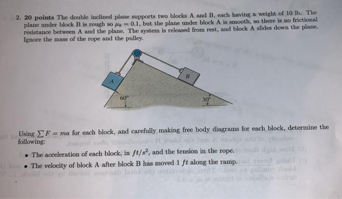 Solved Name 3 2. 20 points The double inclined plane | Chegg.com