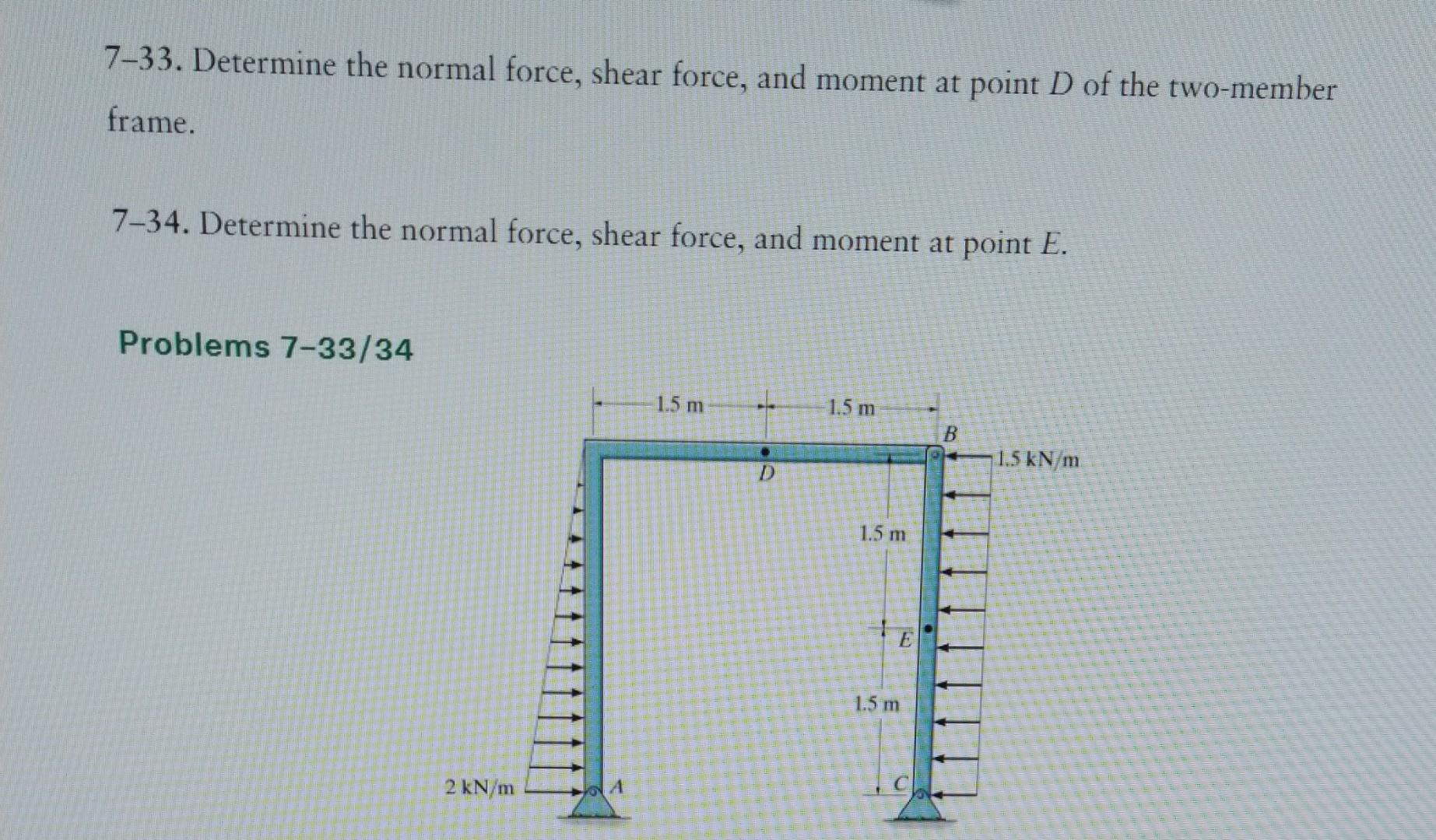 Solved 7-33. Determine the normal force, shear force, and | Chegg.com Solved 7-33. Determine the normal force, shear force, and | Chegg.com