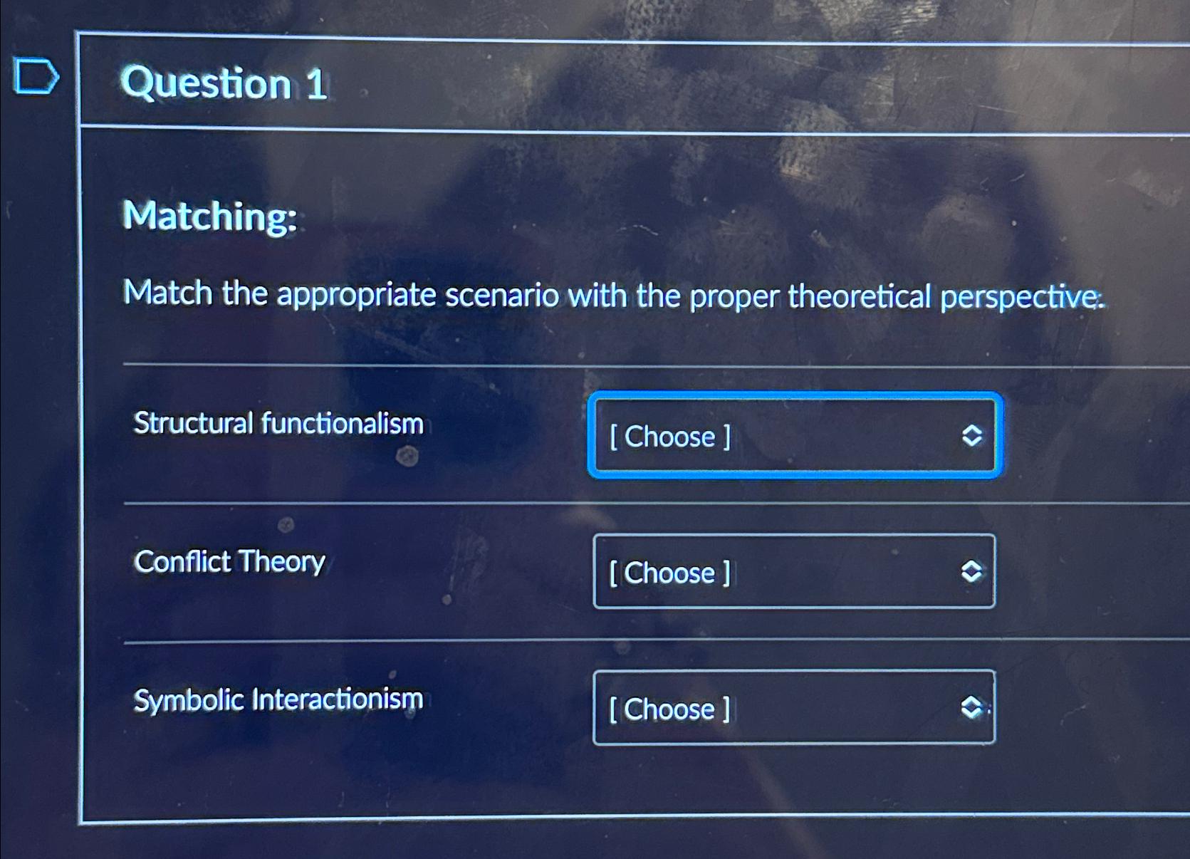 Solved Question 1Matching:Match the appropriate scenario | Chegg.com