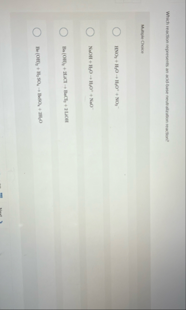 Solved Which reaction represents an acid-base neutralization | Chegg.com