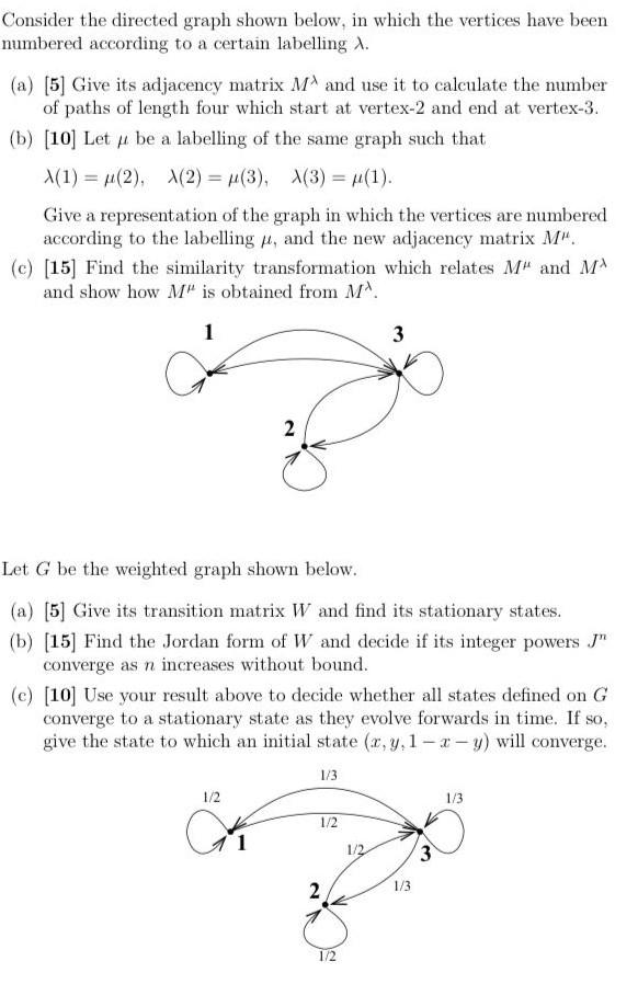 Solved Consider the directed graph shown below, in which the | Chegg.com