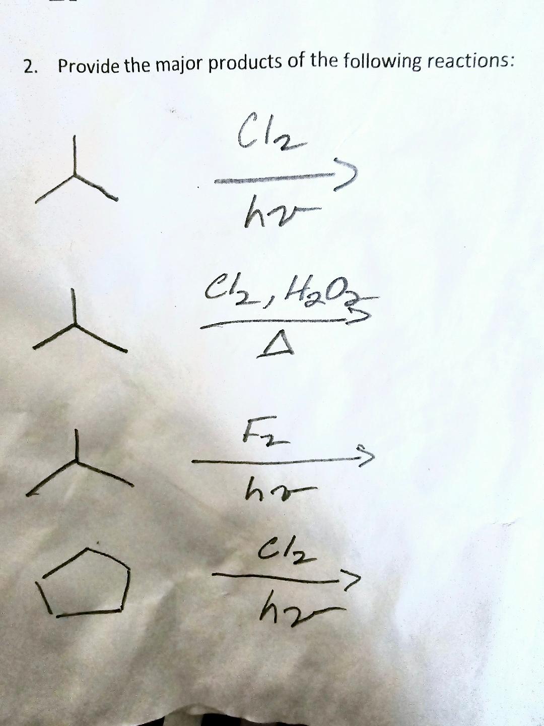 Solved Provide the major products of the following reactions | Chegg.com