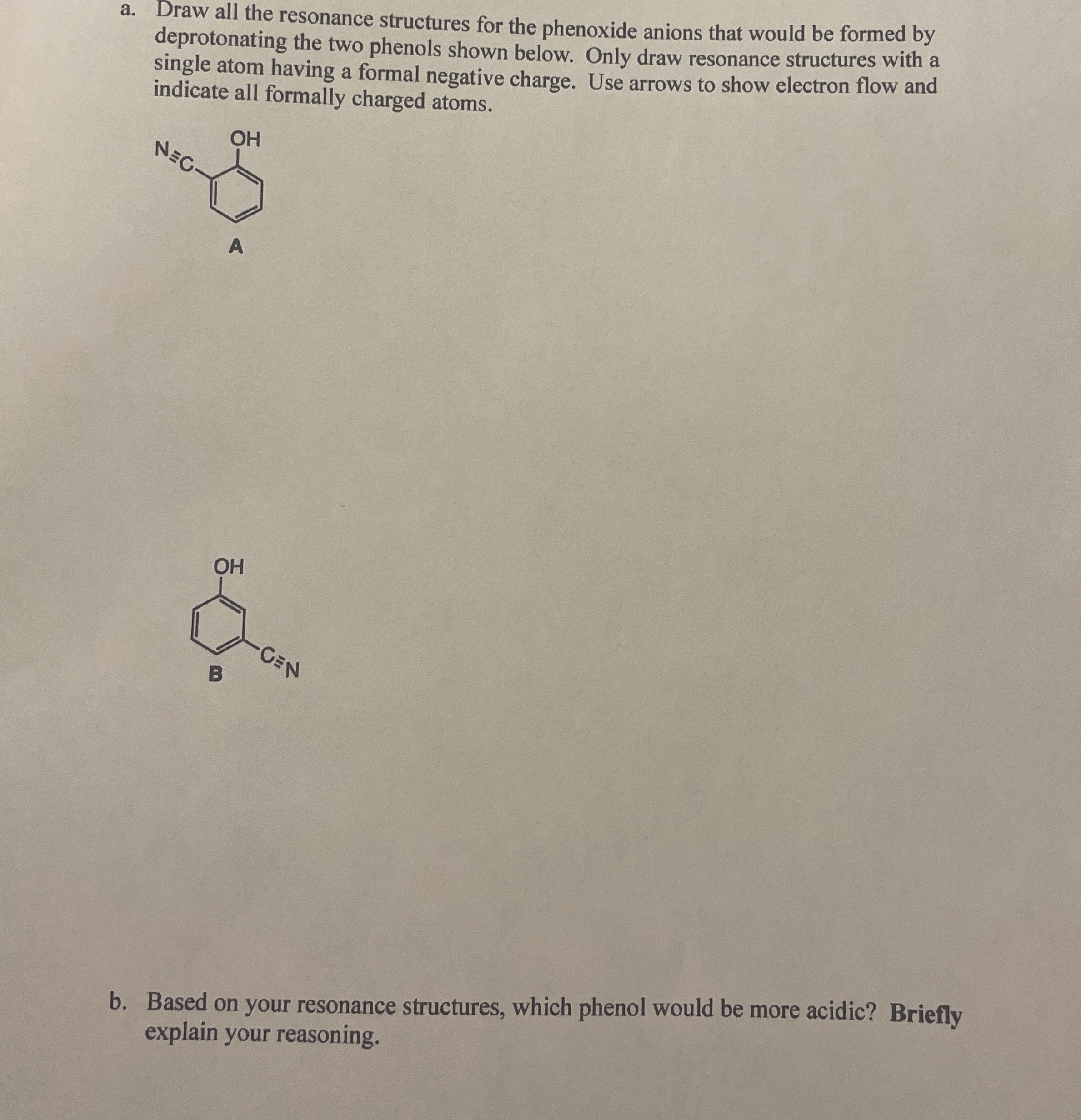 Solved by an EXPERT a. ﻿Draw all the resonance structures for the | Chegg.com