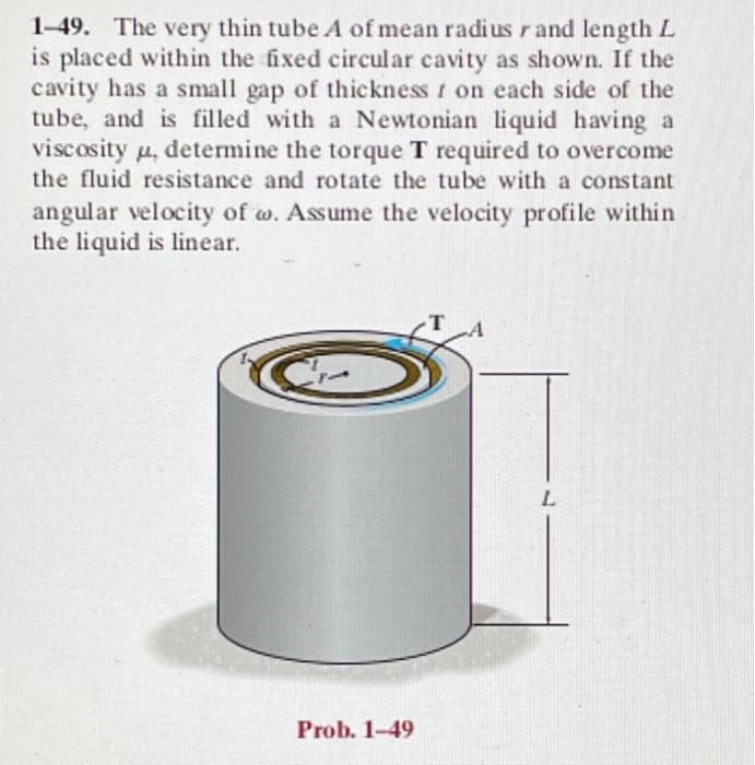 [Solved]: 1-49. The very thin tube A of mean radius r and l