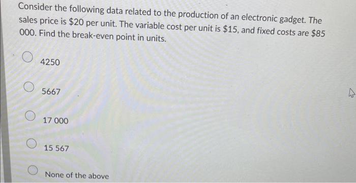 Solved Consider the following data related to the production | Chegg.com