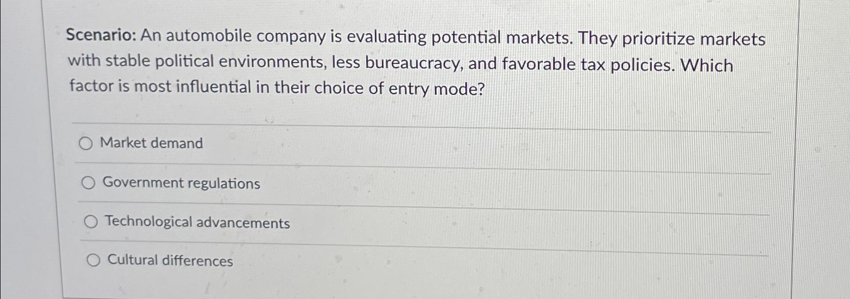 Solved Scenario: An automobile company is evaluating | Chegg.com