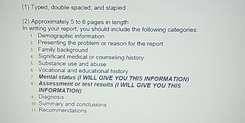 Solved (1) ﻿Typed, double-spaced, and stapled(2) | Chegg.com