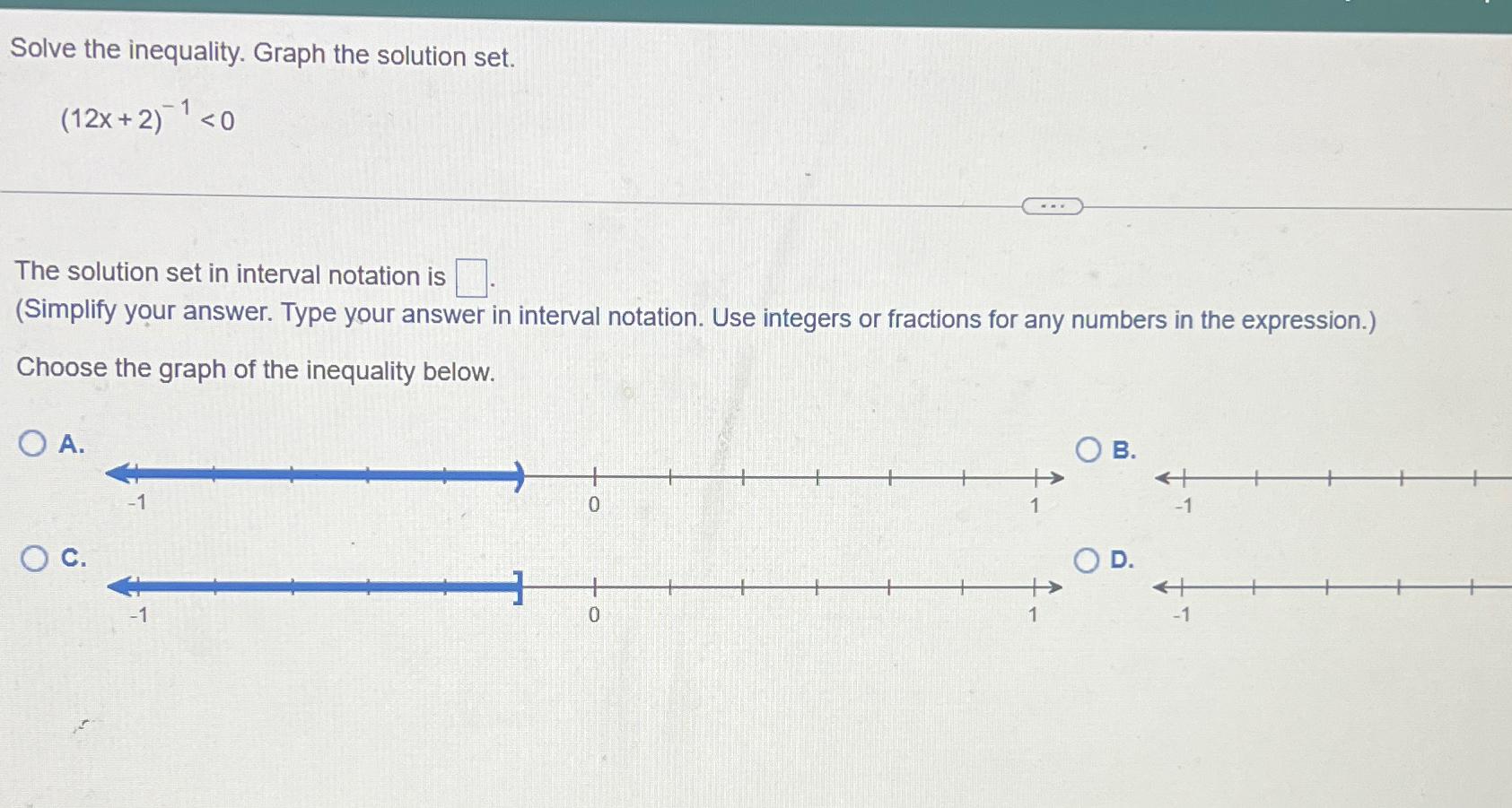 Solved Solve the inequality. Graph the solution | Chegg.com
