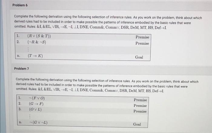 Solved Problem 6 Complete the following derivation using the | Chegg.com