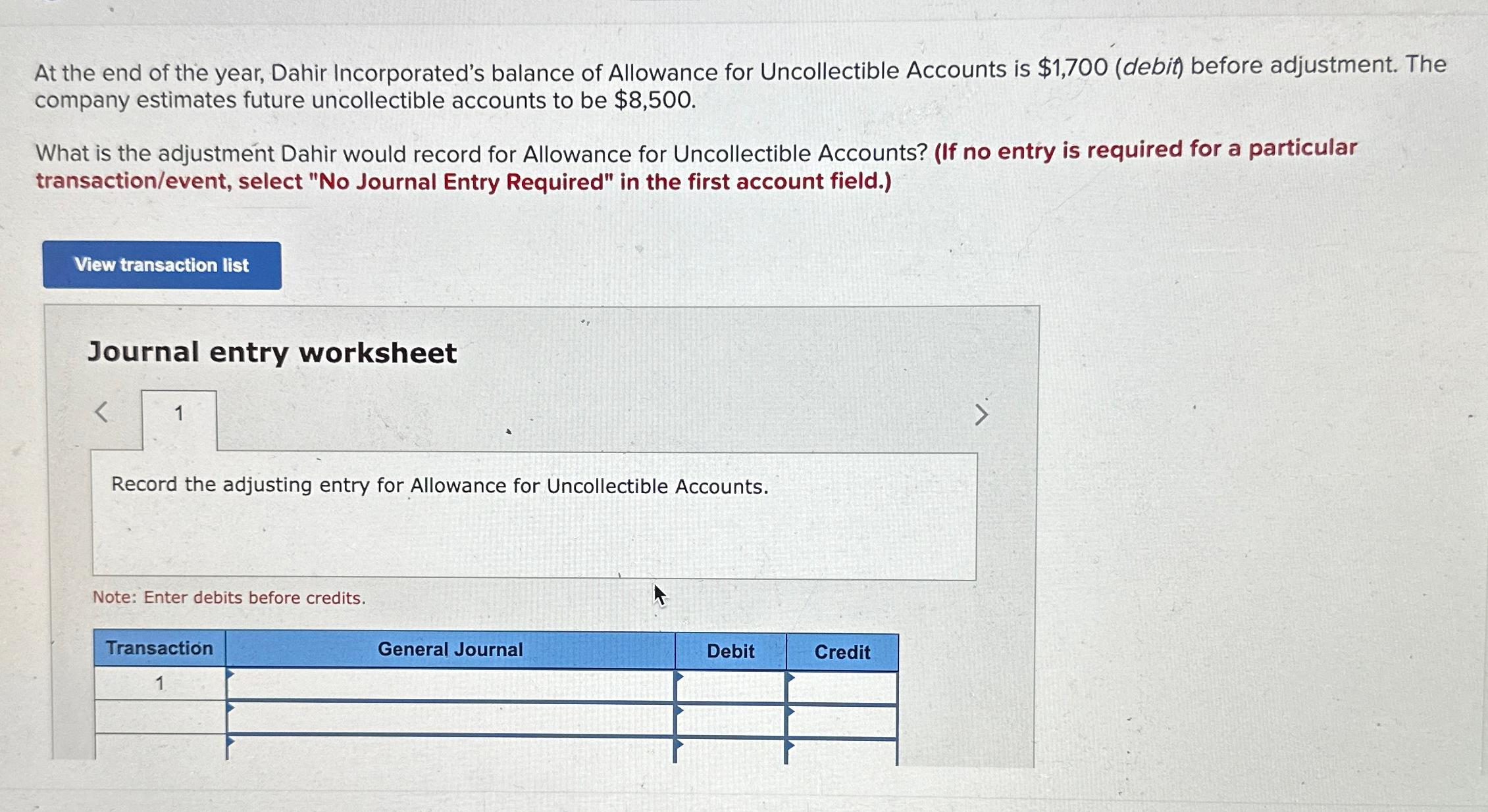 Solved At the end of the year, Dahir Incorporated's balance | Chegg.com