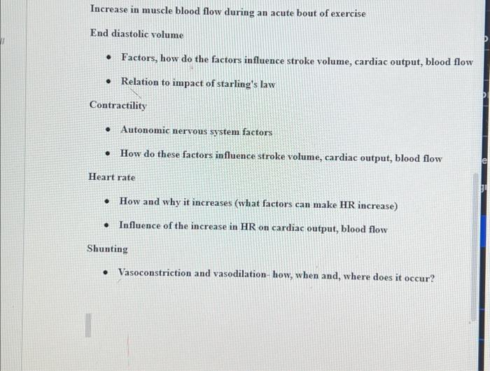 Solved Increase in muscle blood flow during an acute bout of | Chegg.com