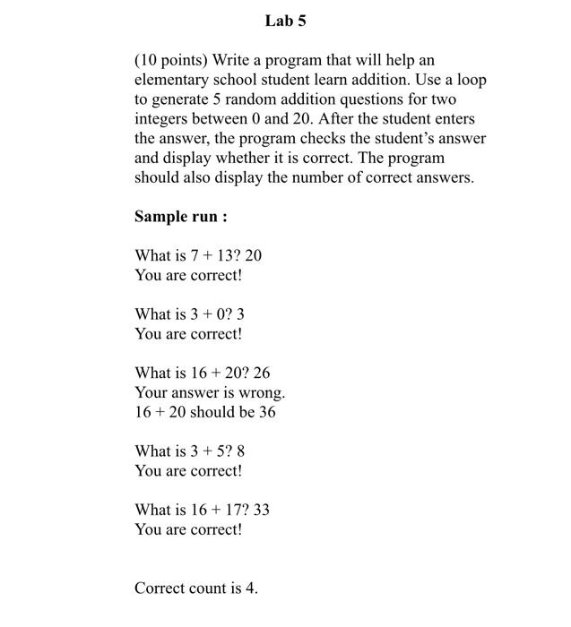 Solved Lab 5 10 Points Write A Program That Will Help An