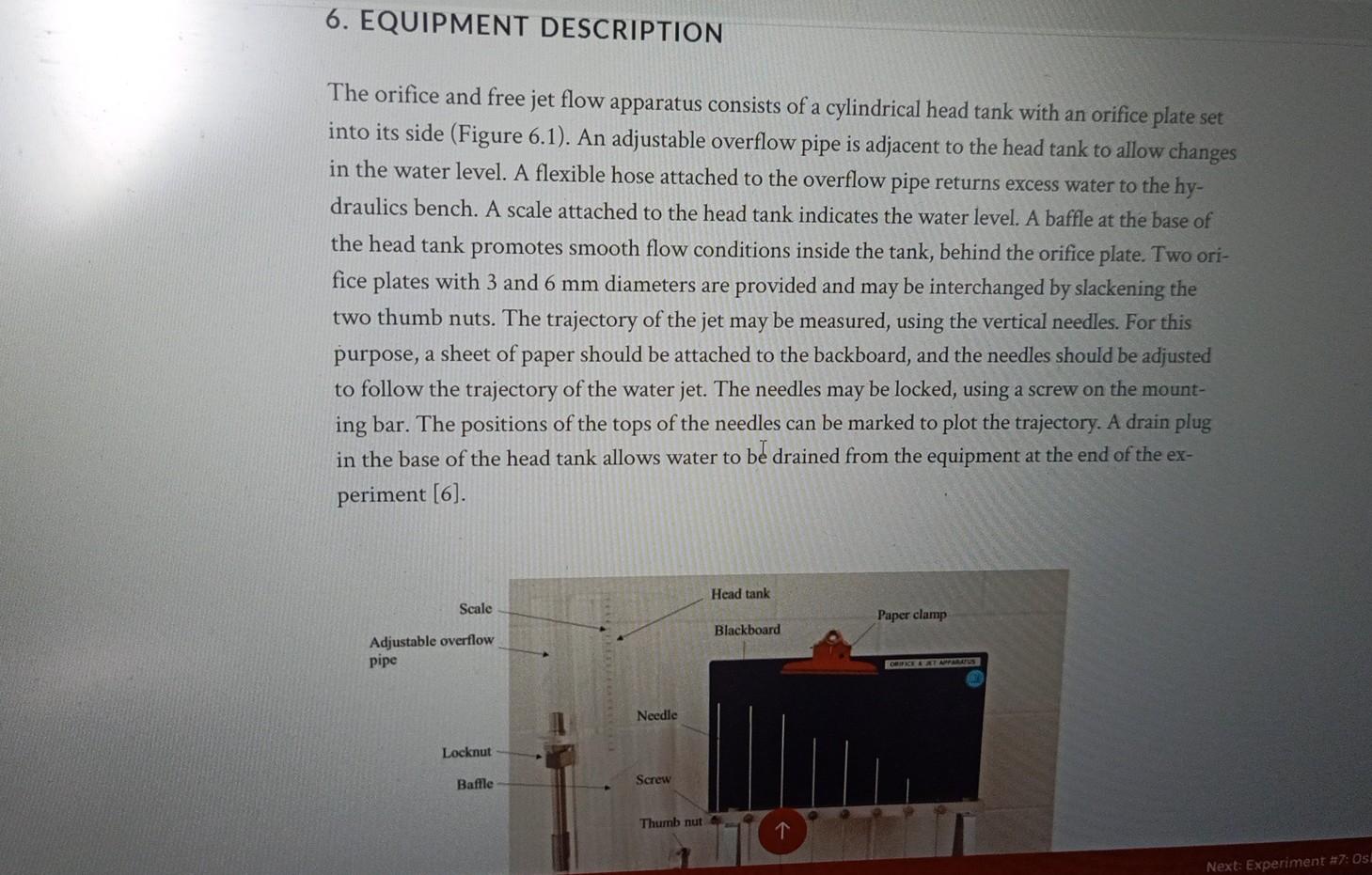 Solved EXPERIMENT #6: ORIFICE AND FREE JET FLOW 1. | Chegg.com