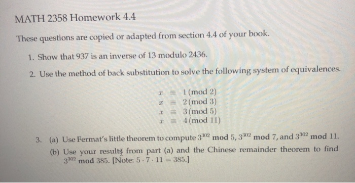 Solved MATH 2358 Homework 4.4 These questions are copied or | Chegg.com