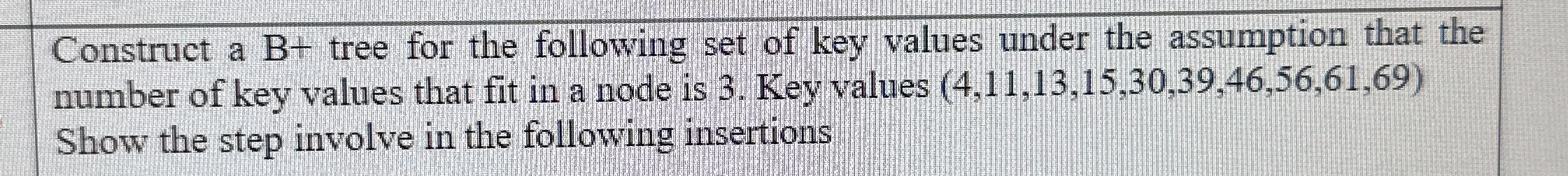 Solved Construct a B+ ﻿tree for the following set of key | Chegg.com