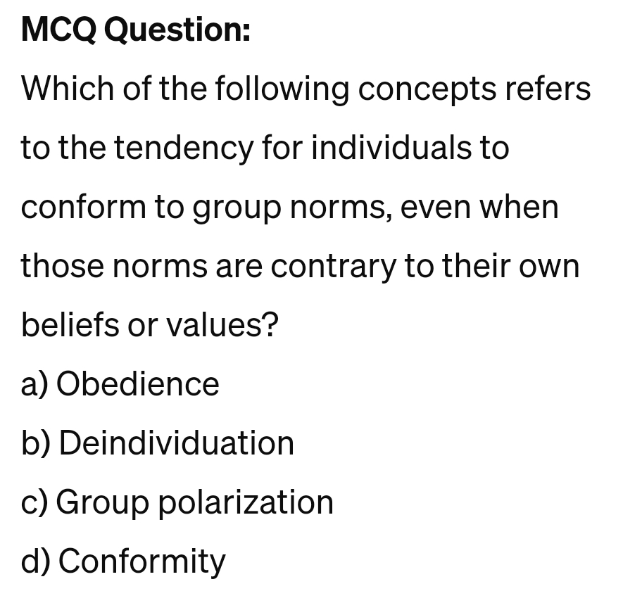 Solved MCQ Question:Which of the following concepts refers | Chegg.com