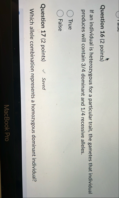 Solved Question 16 (2 ﻿points)If an individual is | Chegg.com
