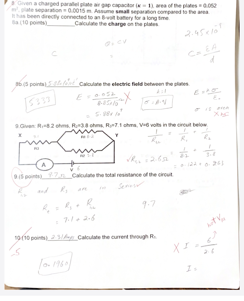 Solved please answer question 8, 8b and 10. ﻿if possible | Chegg.com