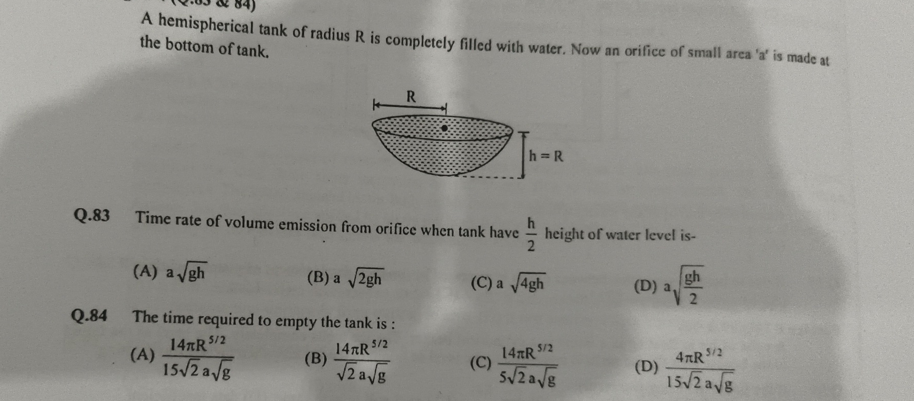Solved A hemispherical tank of radius R is completely filled | Chegg.com