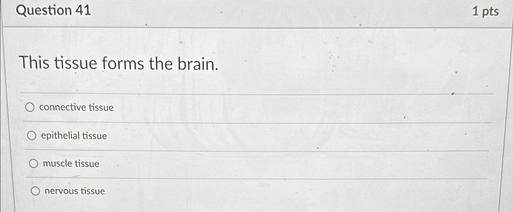 Solved Question 411ptsThis tissue forms the brain.connective | Chegg.com