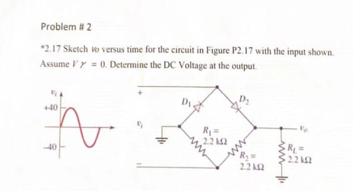 Solved Problem #2 *2.17 Sketch Vo versus time for the | Chegg.com