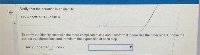 Solved Verify that the equation is an identity. | Chegg.com