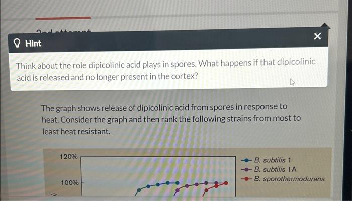 Solved The graph shows release of dipicolinic acid from | Chegg.com