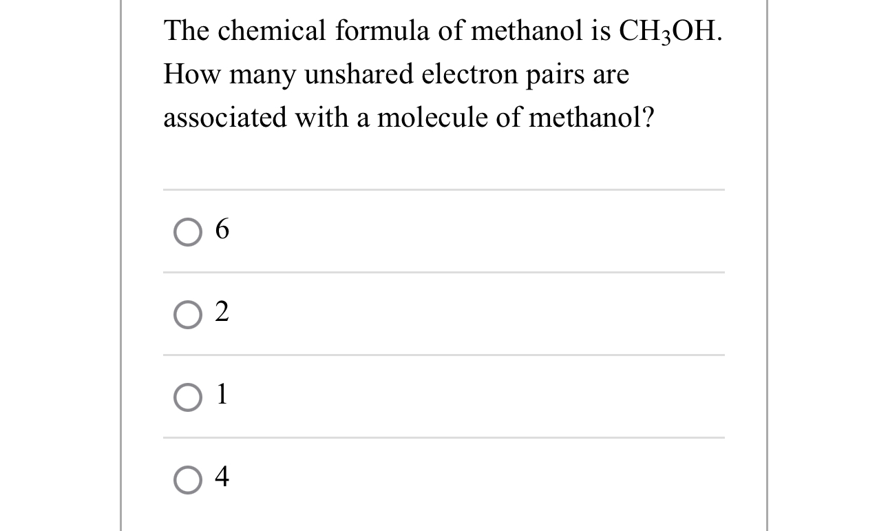 Solved The chemical formula of methanol is CH3OH. ﻿How many | Chegg.com