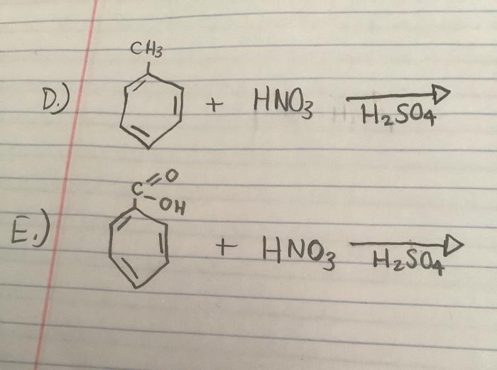 Solved CH3 + HNO3 H2504 OH E.) + HNO₃ H₂SO4 | Chegg.com