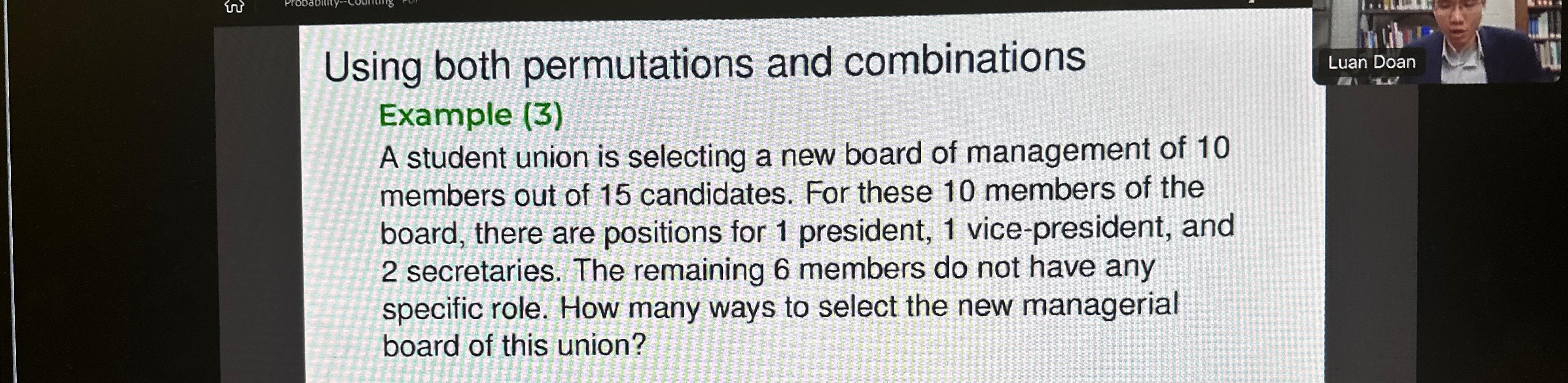 Solved Using both permutations and combinationsExample (3)A | Chegg.com