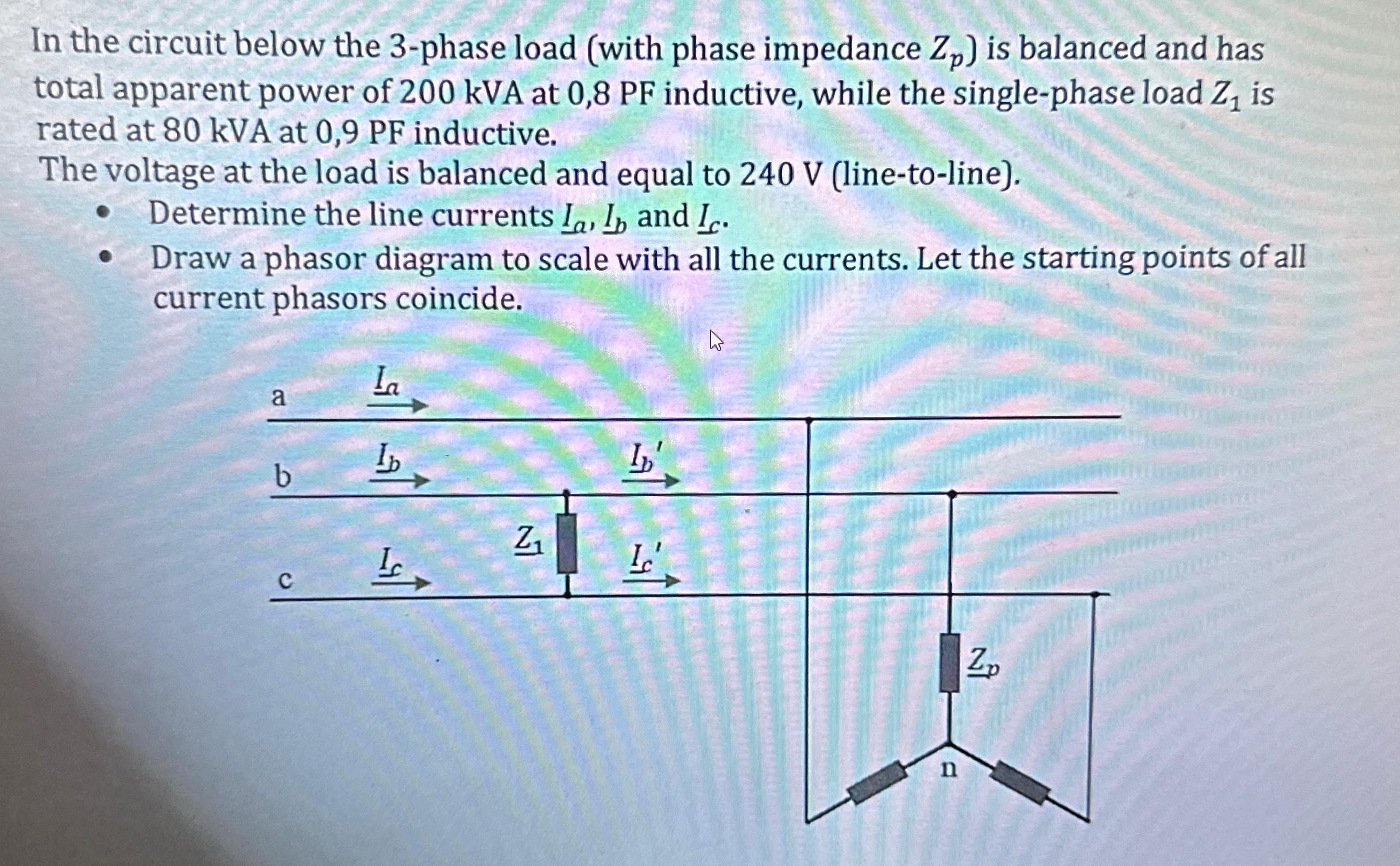 Solved In the circuit below the 3-phase load (with phase | Chegg.com